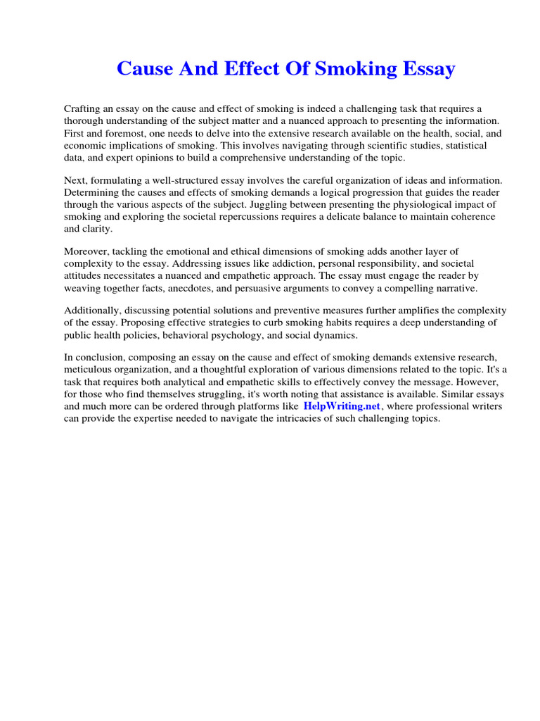 Cause and Effect of Smoking Essay | PDF