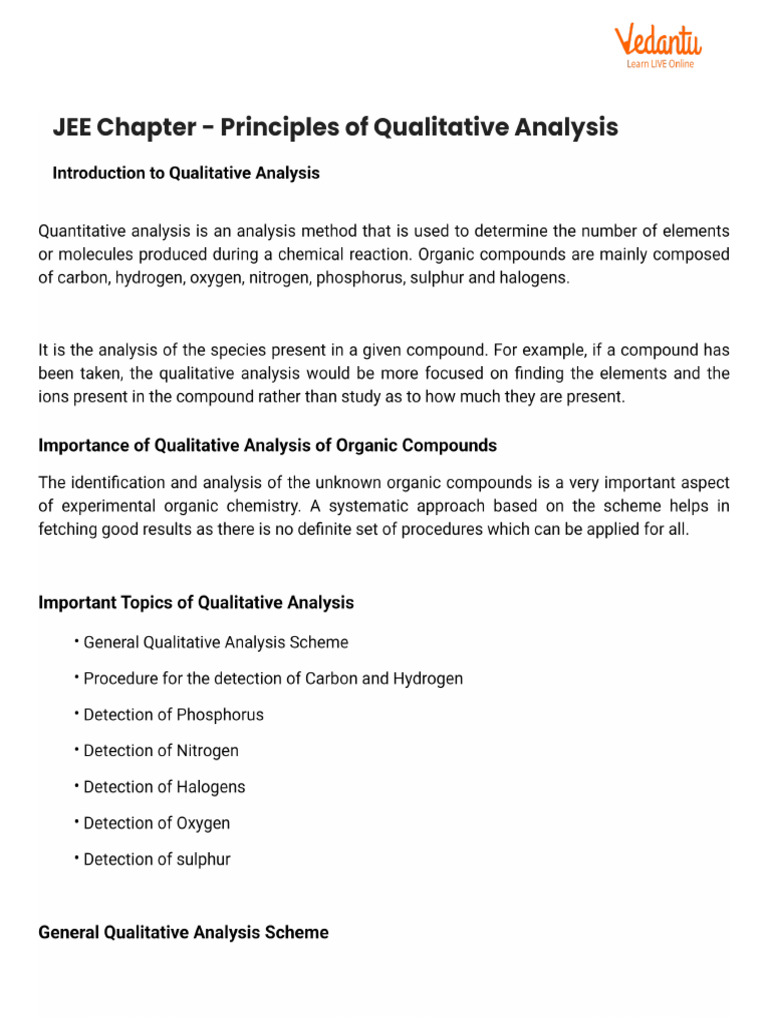 JEE Chapter - Principles of Qualitative Analysis | PDF