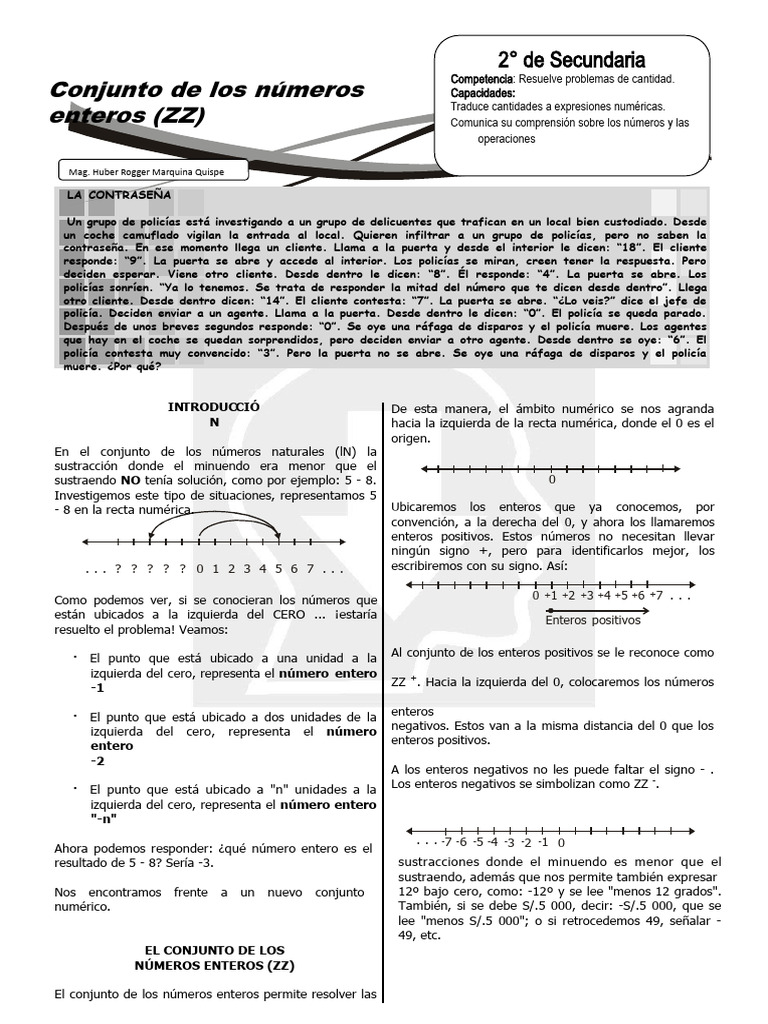 04 Conjunto de Los Números Enteros | PDF | Entero | Sustracción