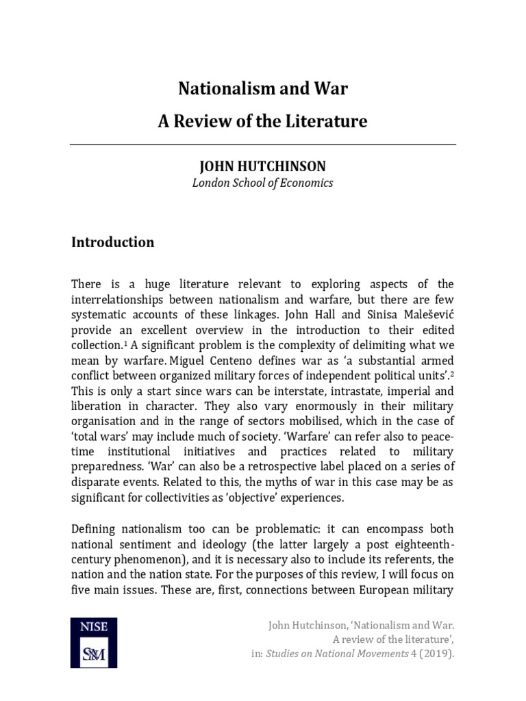 Nationalism and Warfare Literature Review | PDF | Nationalism | Nation ...
