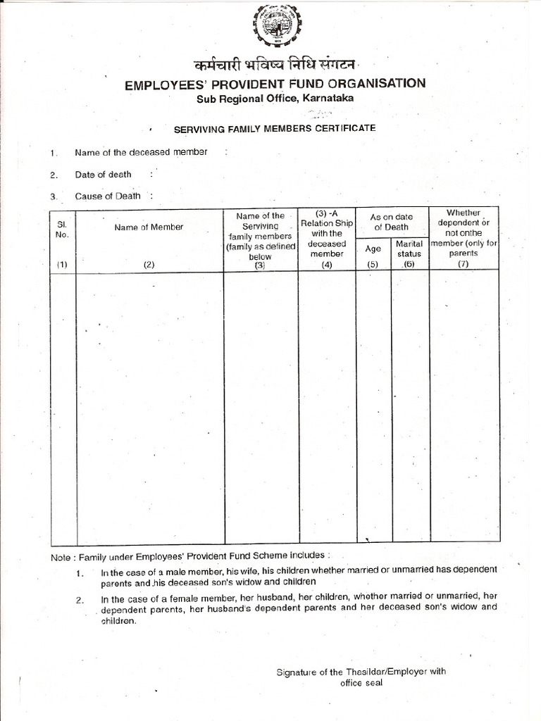 Surviving Family Members Certificate | PDF