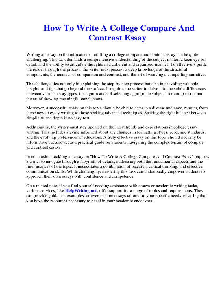 How To Write A College Compare and Contrast Essay | PDF