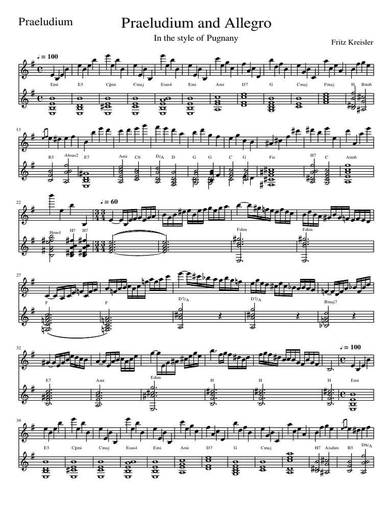 Guitar Praeludium - and - Allegro - Pugnani - Kreisler - Violin - and ...