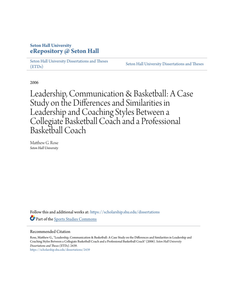 Leadership Communication & Basketball - A Case Study | PDF | Leadership ...