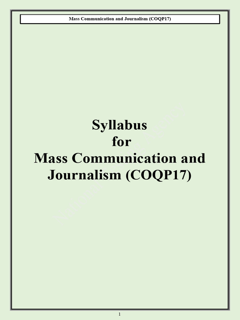 Mass Communication And Journalism Coqp17 Pdf