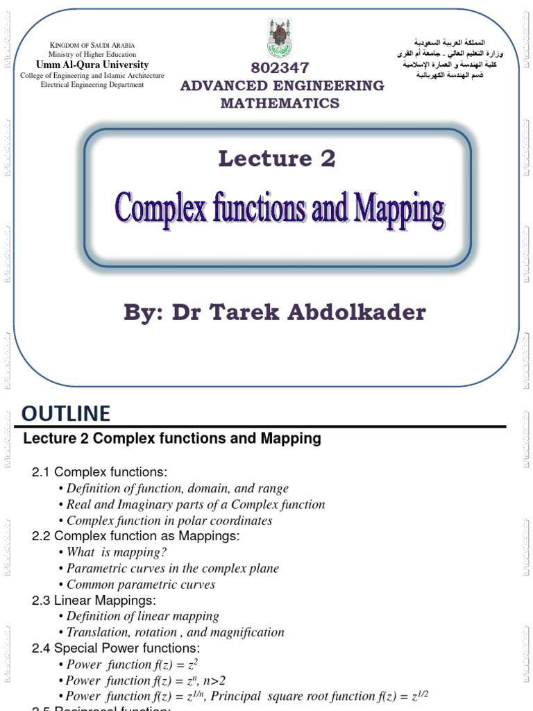 Lect02 - Complex Functions and Mapping - 802346 | PDF