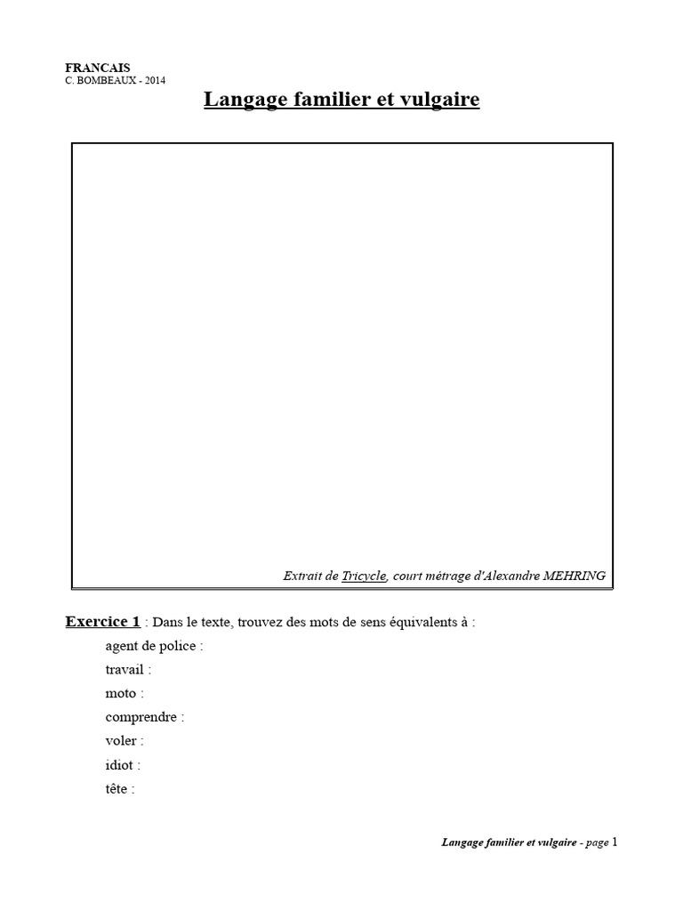 Langage Familier | PDF
