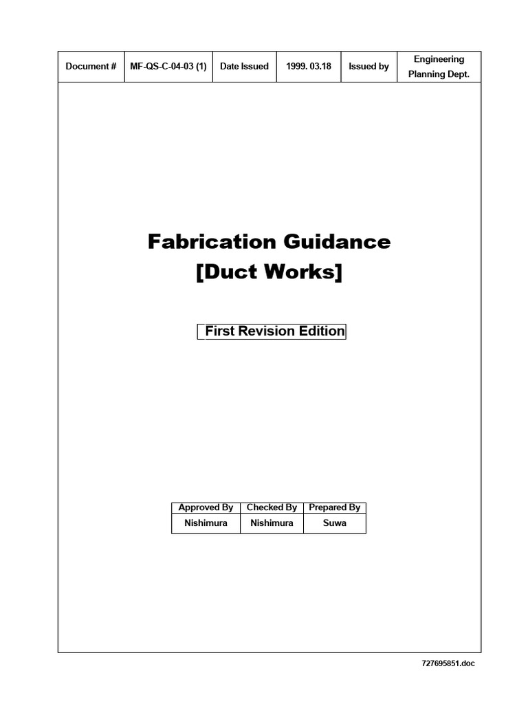 Air Duct Fabrication Guidance-A4 | PDF | Duct (Flow) | Sheet Metal