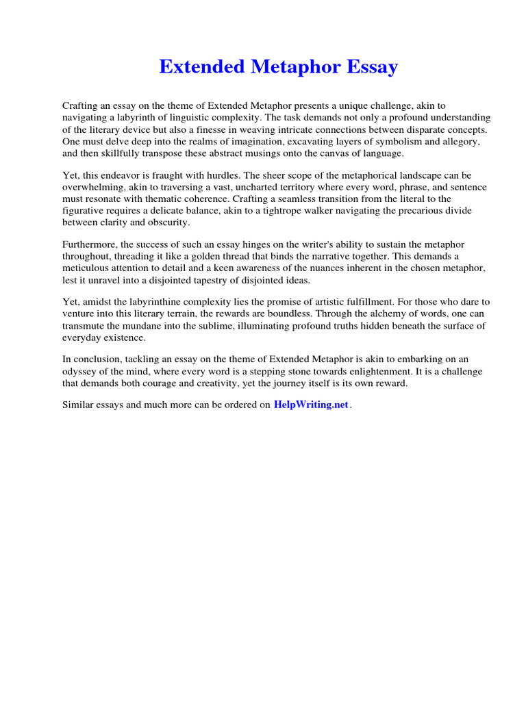 Extended Metaphor Essay | PDF