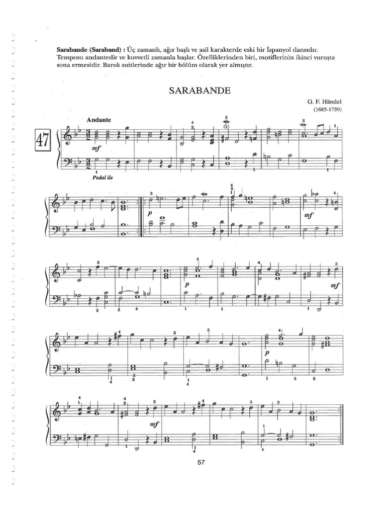 Sarabande Piyano Notalari | PDF