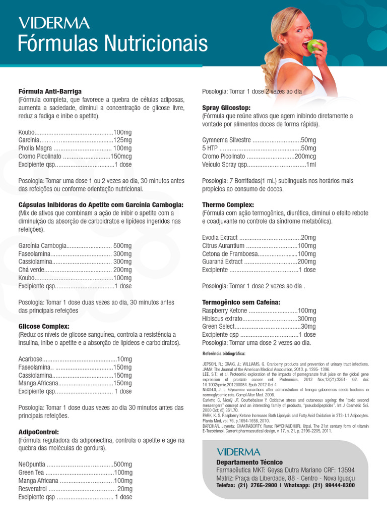 Lâmina Fórmulas Nutricional | PDF | Química | Comidas e bebidas