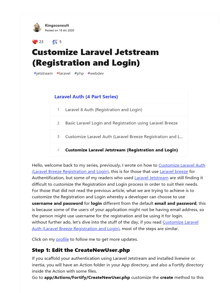 Customize Laravel Jetstream (Registration and Login) - DeV Community | PDF | User (Computing ...