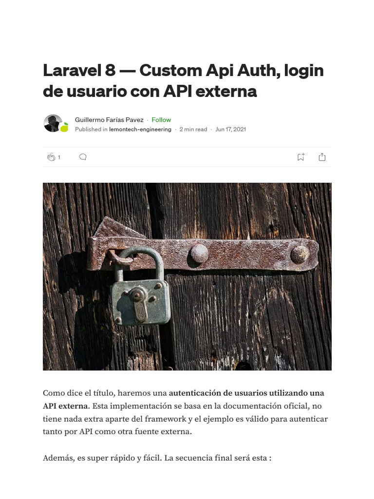 Laravel 8 - Custom API Auth, Login de Usuario Con API Externa - by Guillermo Farías Pavez ...