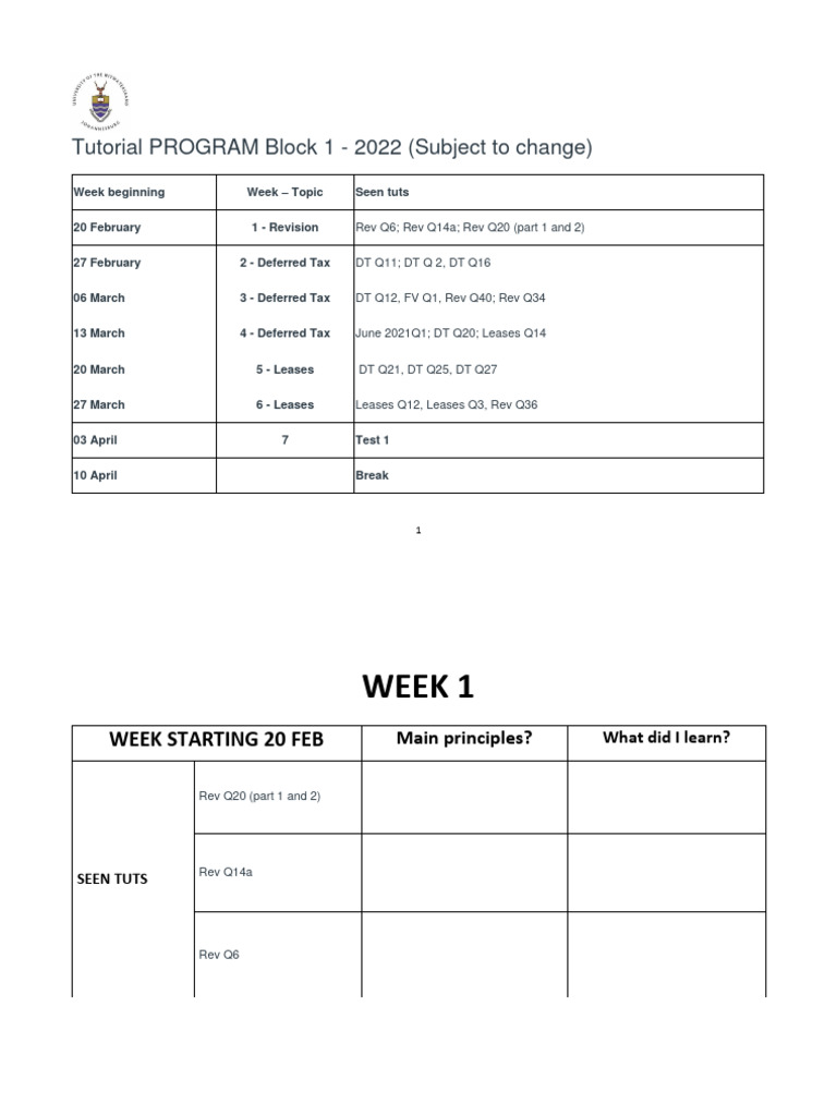 FA3 Block 1 Tut Pack Printing | Download Free PDF | Deferred Tax ...