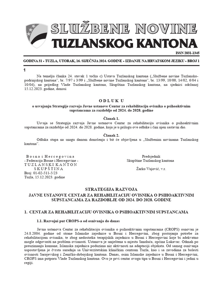 Sluzbene novine TK BR. 1-2024 | PDF