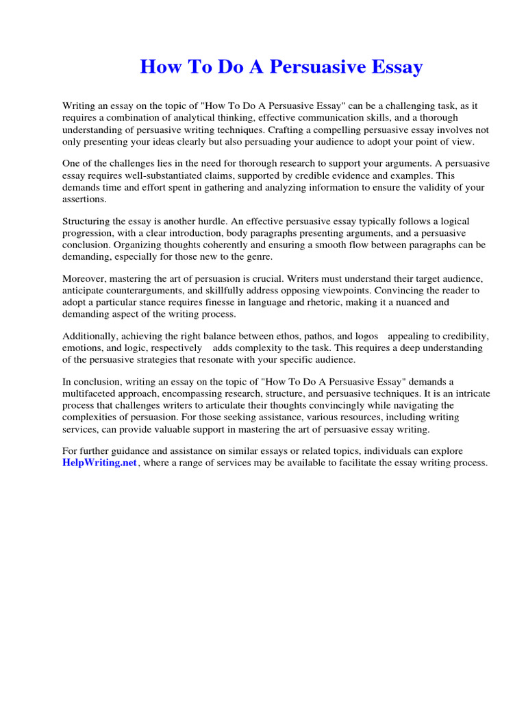 How To Do A Persuasive Essay | PDF | Persuasion | Essays