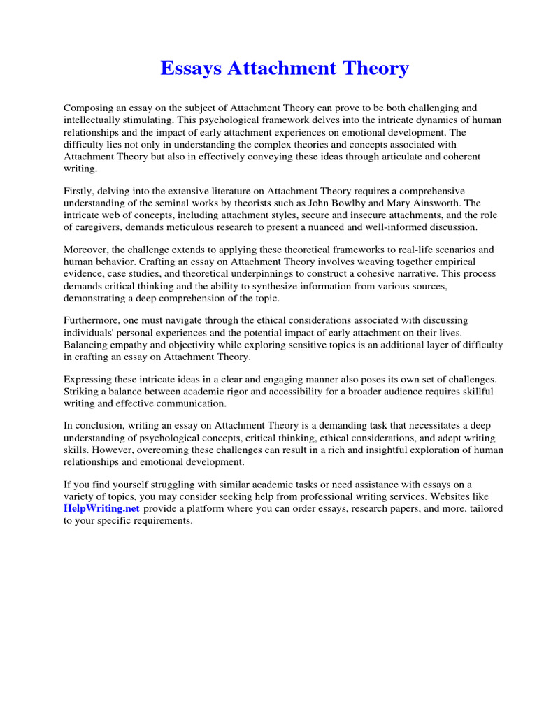 Essays Attachment Theory | PDF | Attachment Theory | Theory