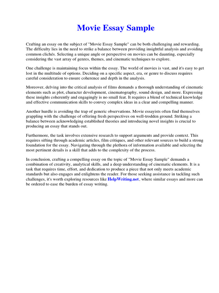 Movie Essay Sample | Download Free PDF | Essays | Austria Hungary