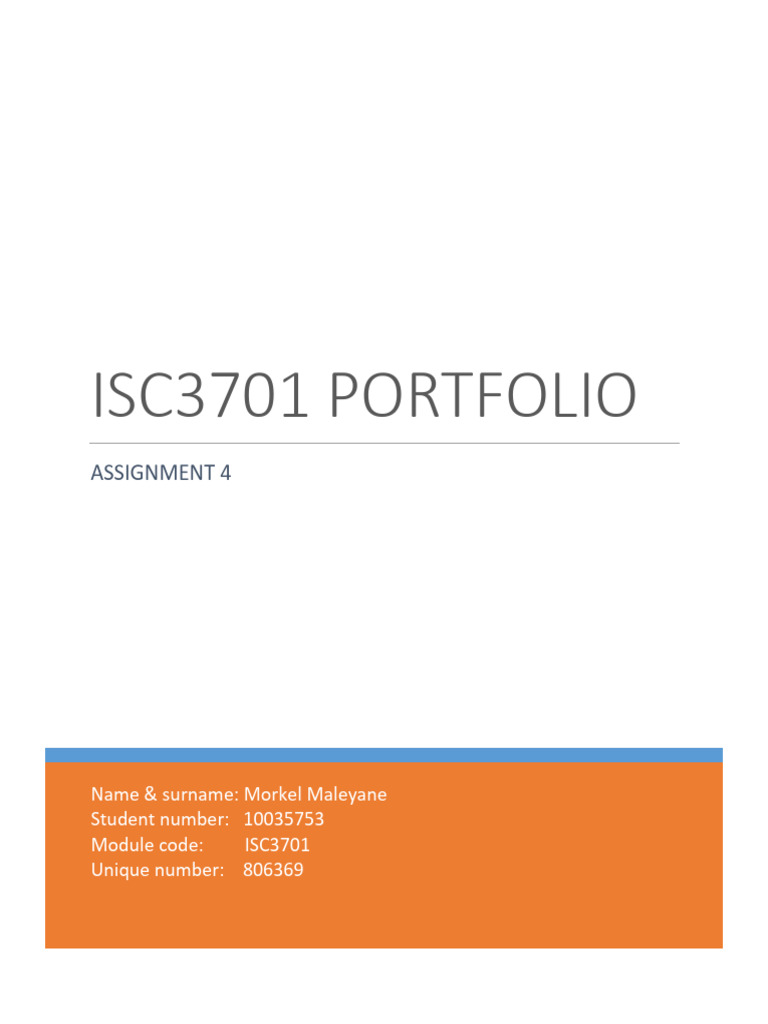 ISC3701 Assignment 4, 2023 | PDF | Learning | Teachers ISC3701 Assignment 4, 2023 | PDF | Learning | Teachers