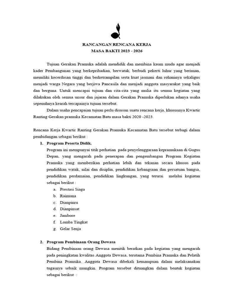 Rancangan Rencana Kerja Kwaran Batu 2024 | PDF | Bisnis