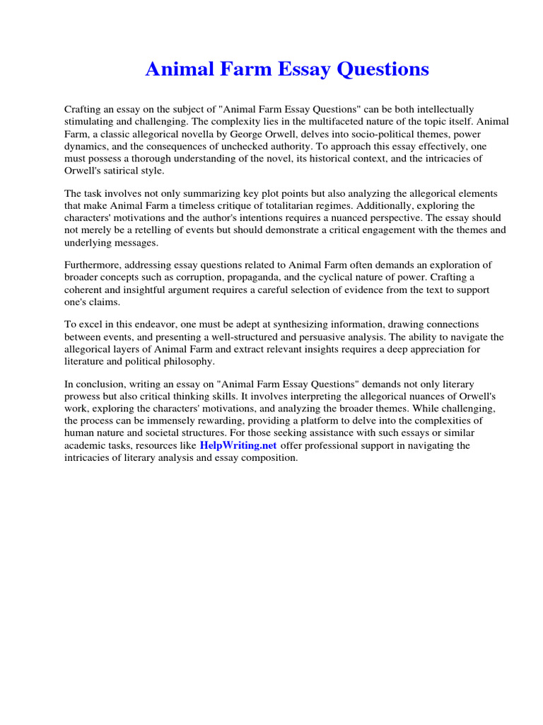 Animal Farm Essay Analysis Guide | PDF | Rock (Geology) | Essays