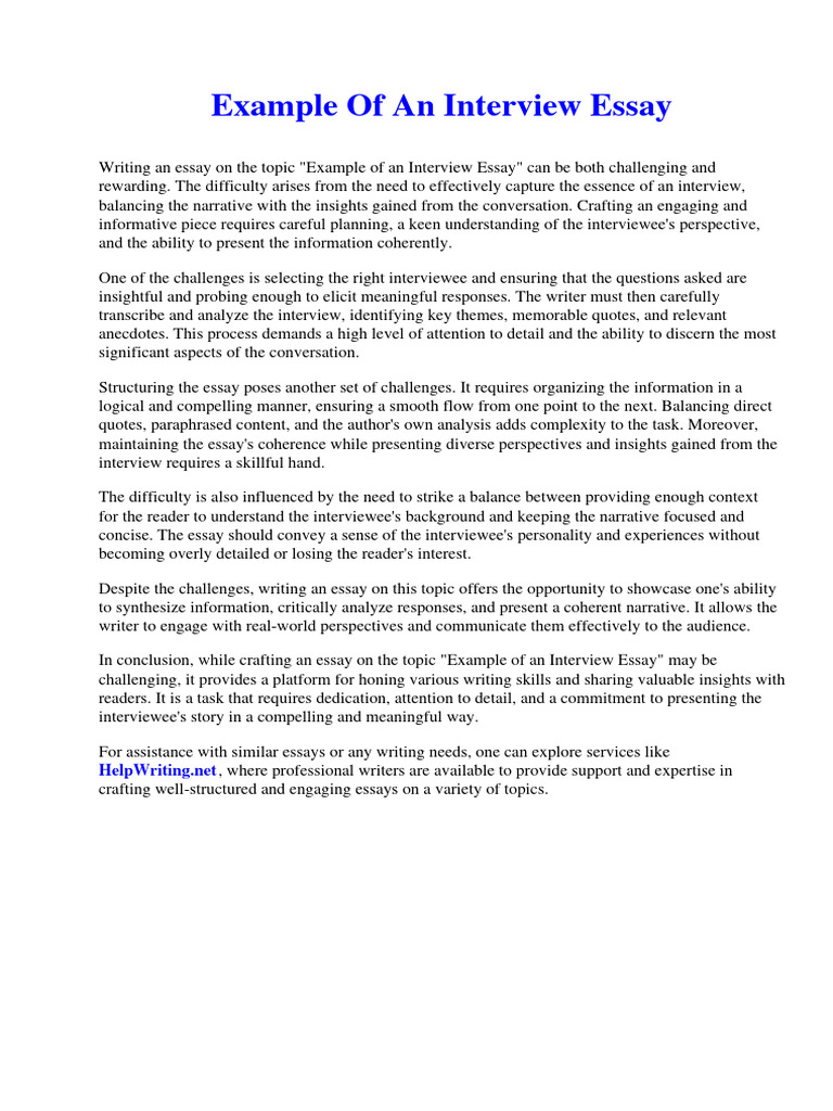 Example of An Interview Essay | PDF | Virus | Hepatitis