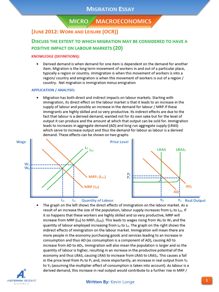 Migration (Microeconomic and Macroeconomic) Essay | PDF | Labour Economics | Immigration