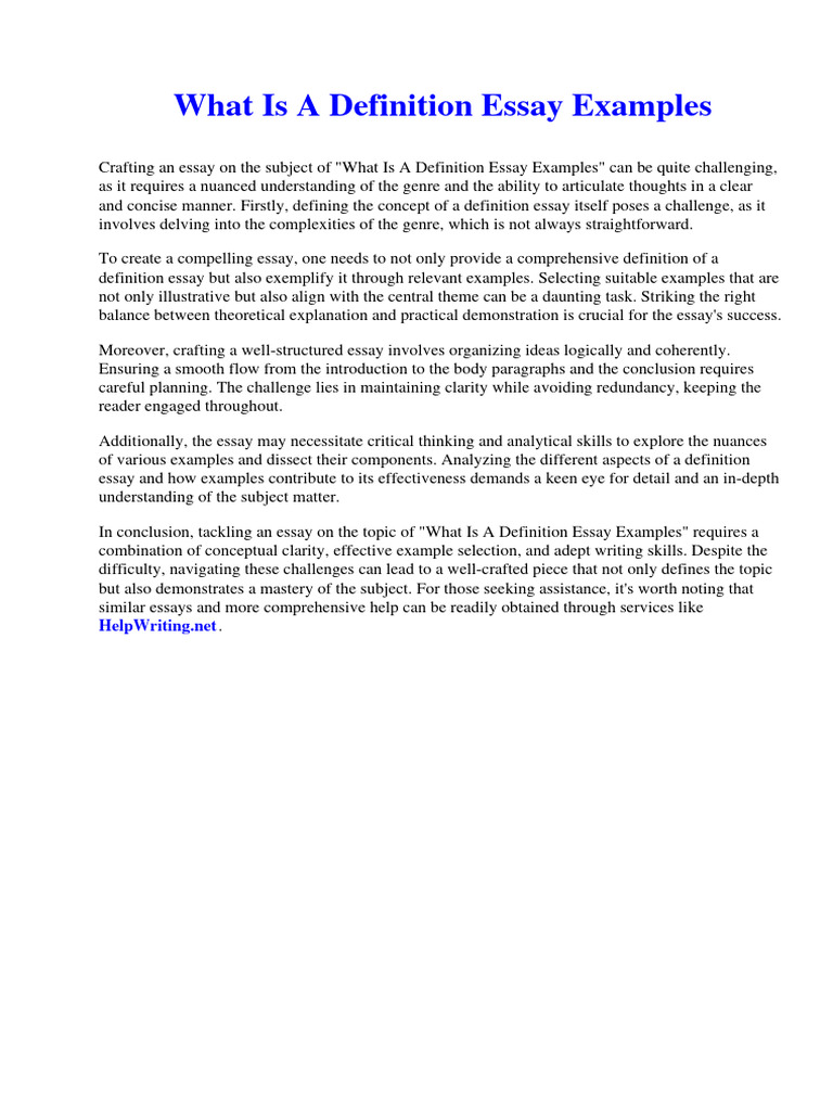 What Is A Definition Essay Examples | PDF | Wellness | General Fiction