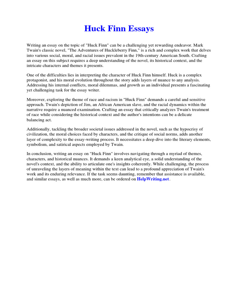 Huck Finn Essays | PDF | Dark Matter | Astronomy