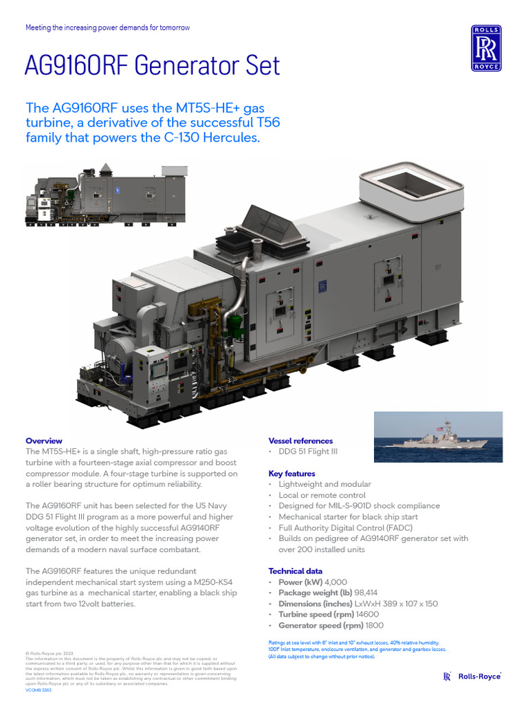 Vcomb 3383 Ag9160rf Generator Set | PDF | Gas Turbine | Manufactured Goods