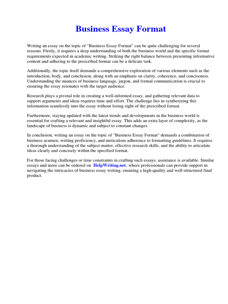 Business Essay Format | PDF