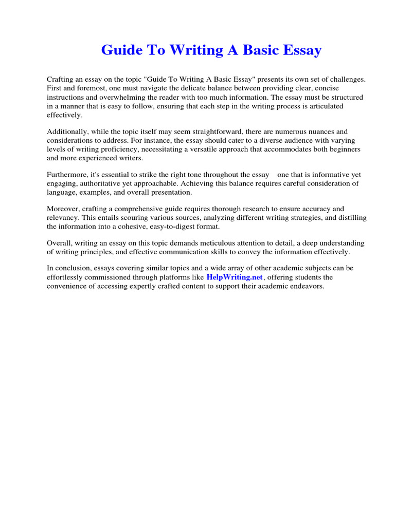 Guide To Writing A Basic Essay | PDF | Essays | Mathematics