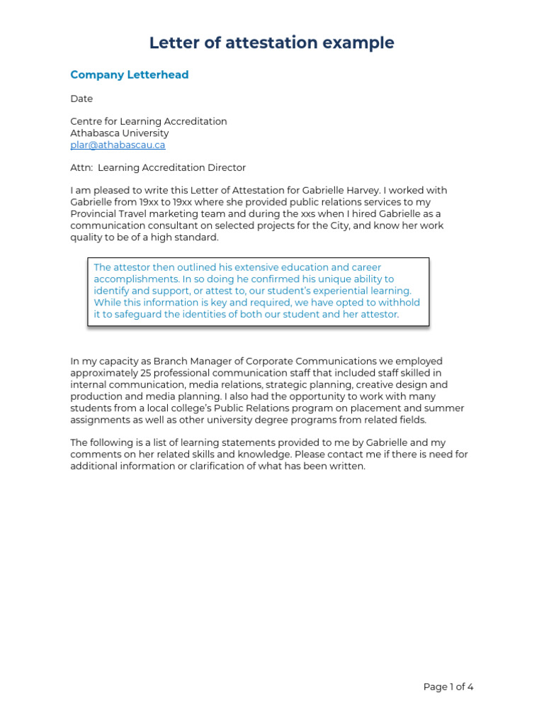 Attestation Letter Example | PDF | Tourism | Consultant