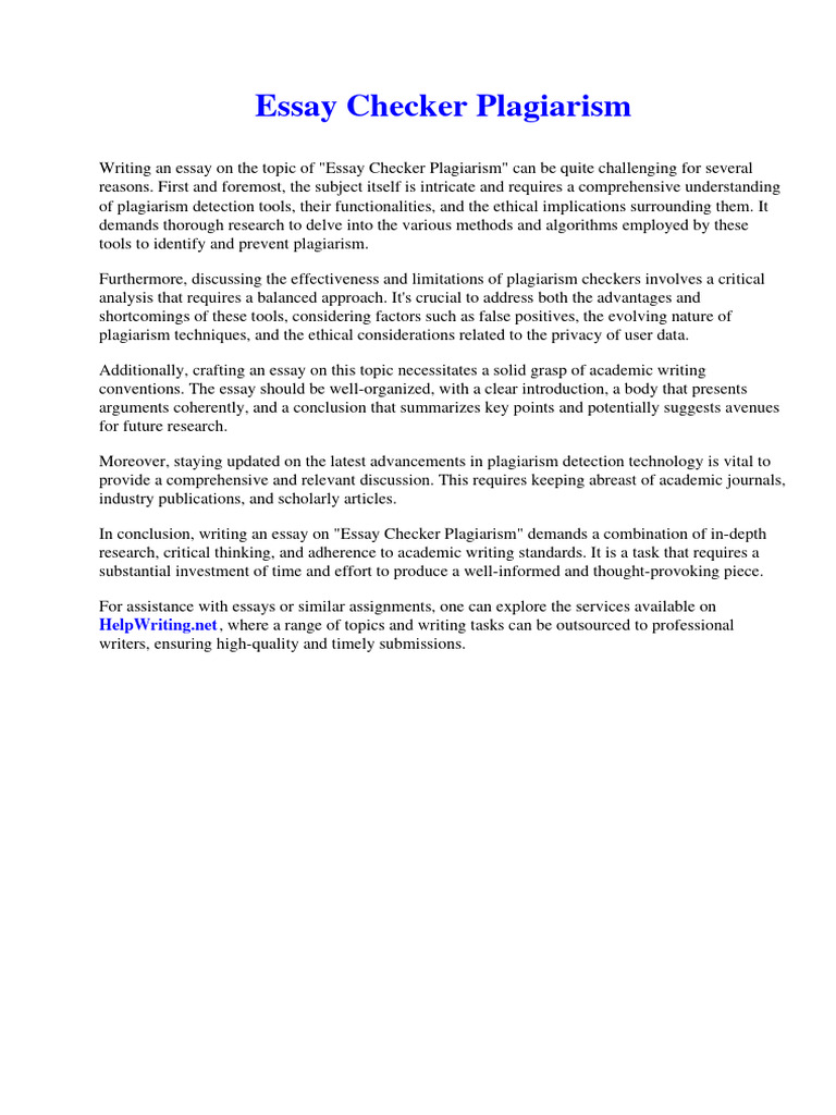 Essay Checker Plagiarism | PDF | Plagiarism | Procurement