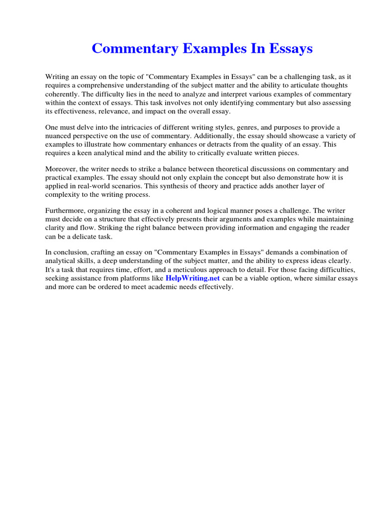 Commentary Examples in Essays | PDF | Essays | Textiles