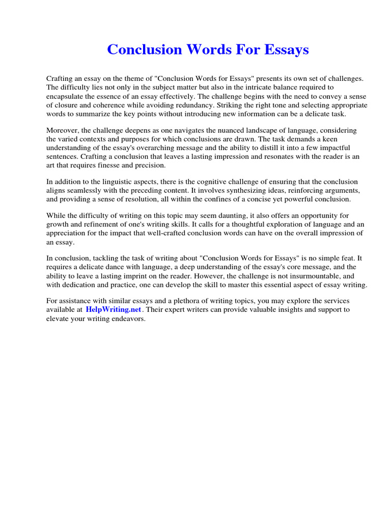 Conclusion Words For Essays | PDF | Essays