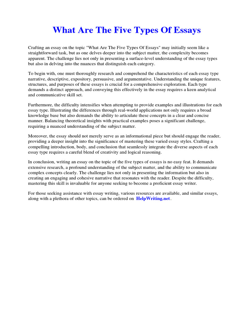What Are The Five Types of Essays | PDF | Essays