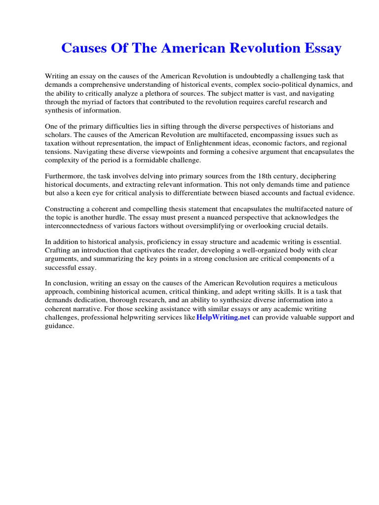 Causes of The American Revolution Essay | PDF | Essays | Conservation ...