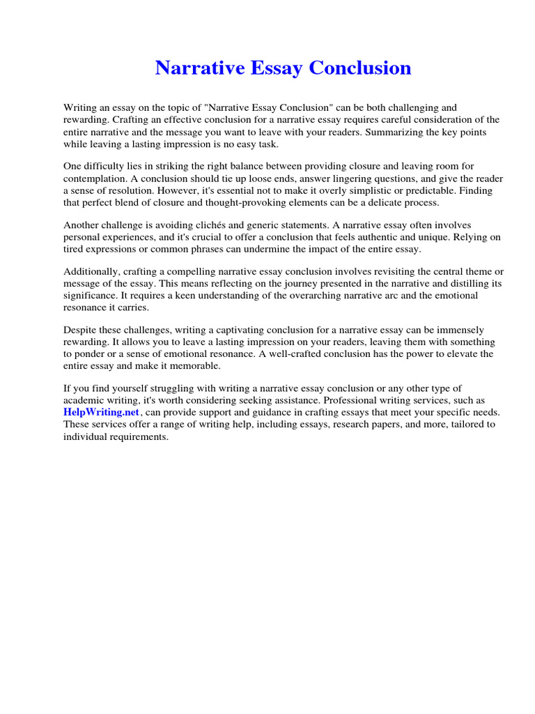 Narrative Essay Conclusion | PDF | Book Of Genesis | Essays