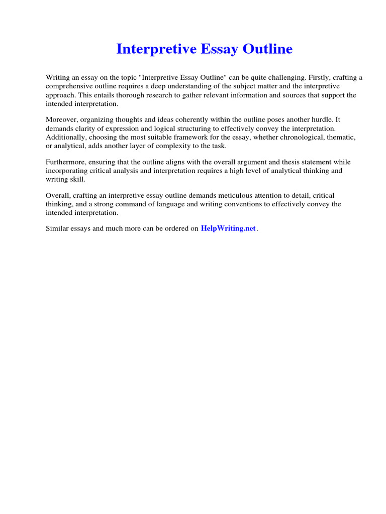 Interpretive Essay Outline | PDF | Bob Marley | Essays