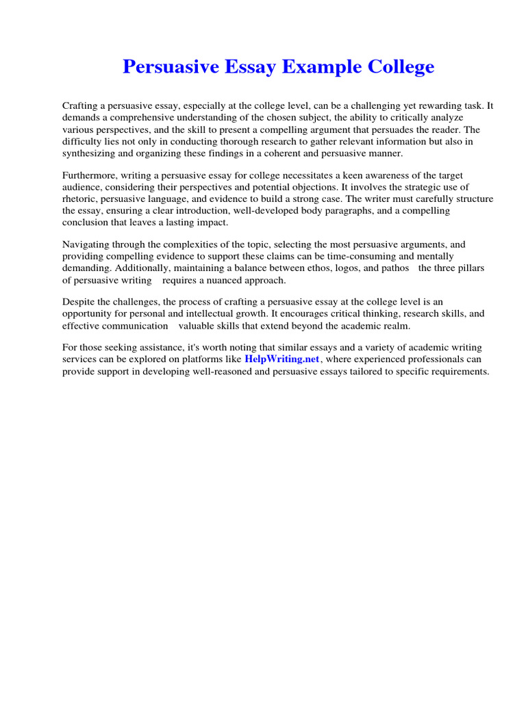 Persuasive Essay Example College | PDF | Essays | Communication