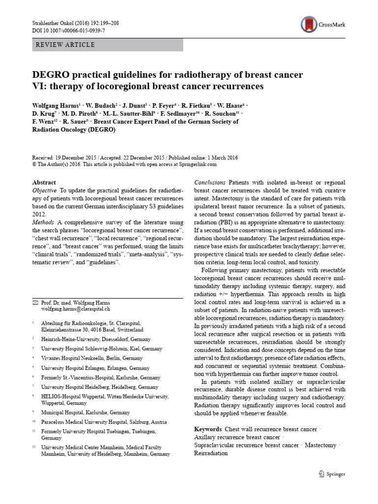 DEGRO Radiation Recurrences | PDF | Radiation Therapy | Breast Cancer