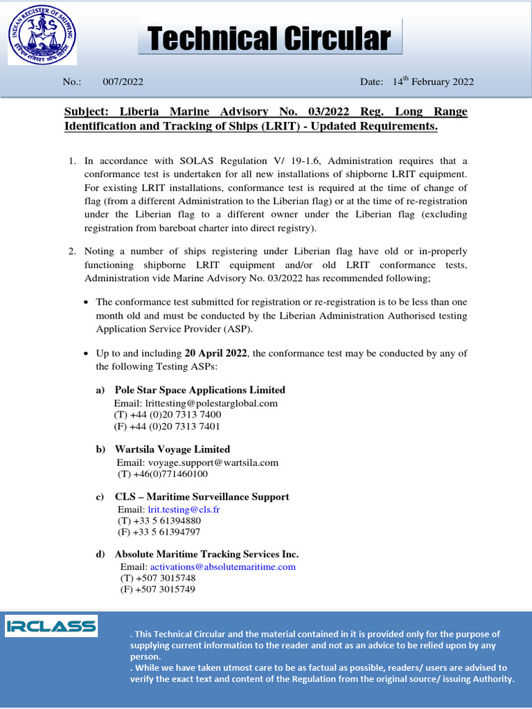 Technical Circular No 007 | PDF