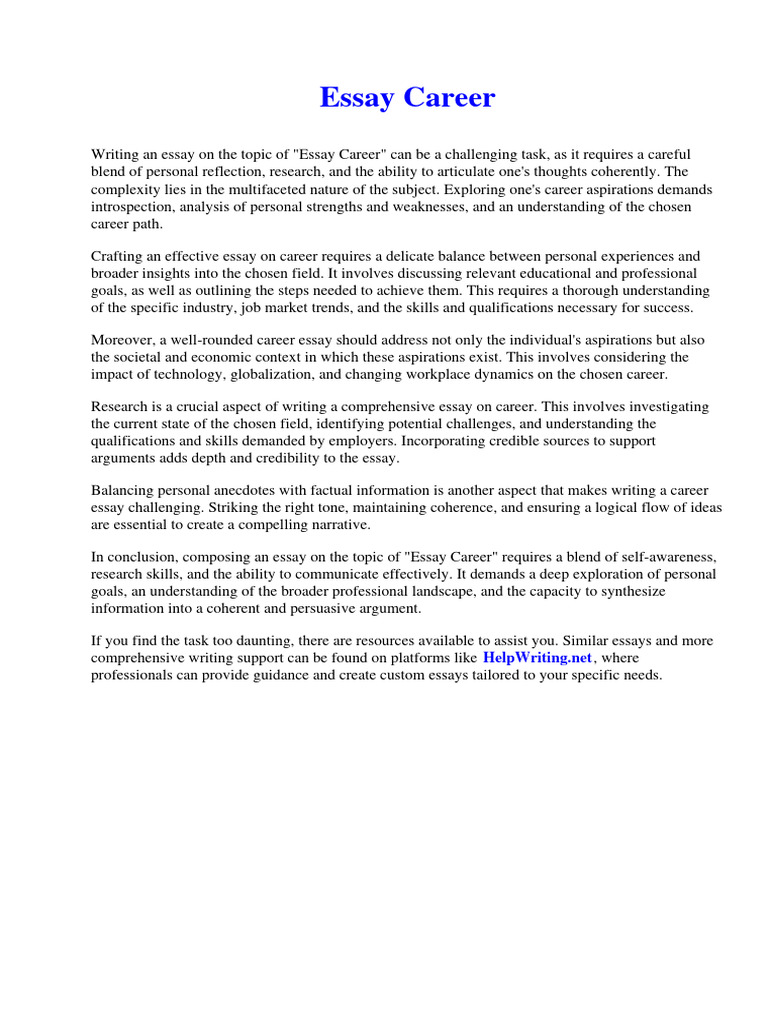 Essay Career | PDF