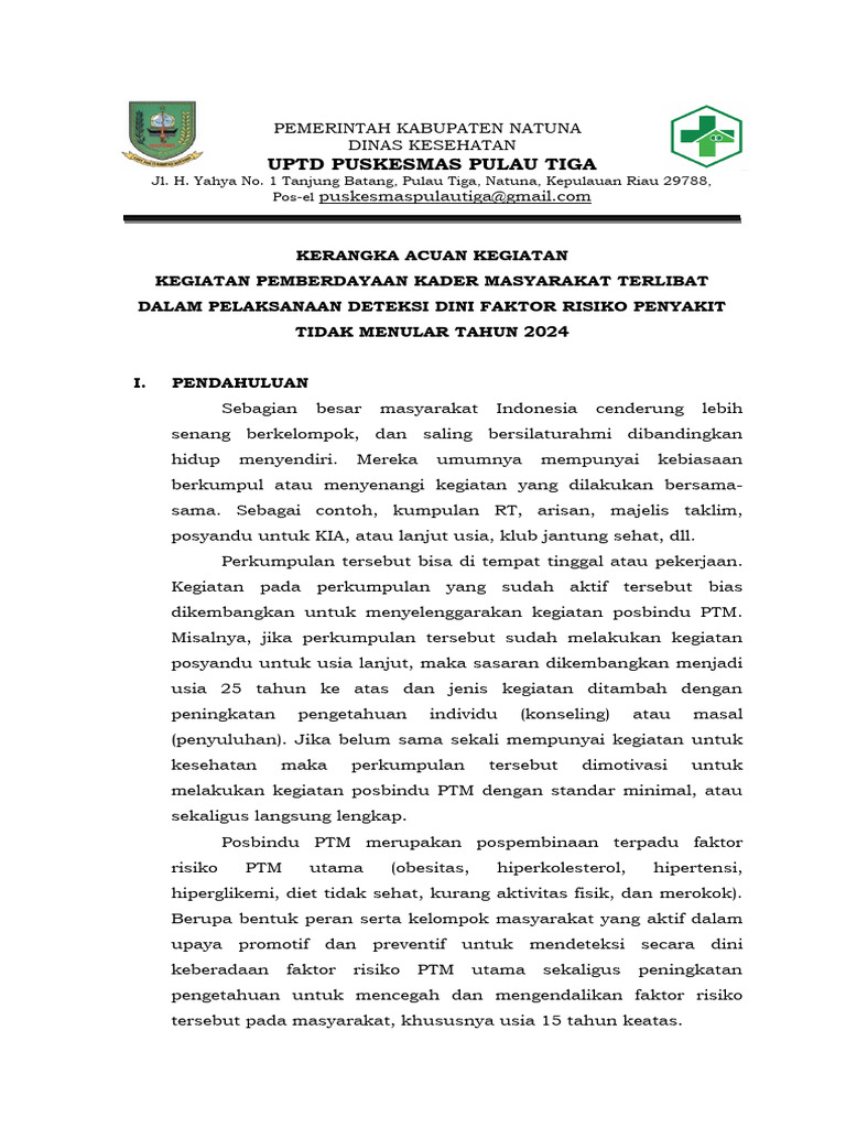 Kak Pemberdayaan Kader Penyakit Tidak Menular 2024 | PDF | Pengembangan Diri | Sains & Matematika