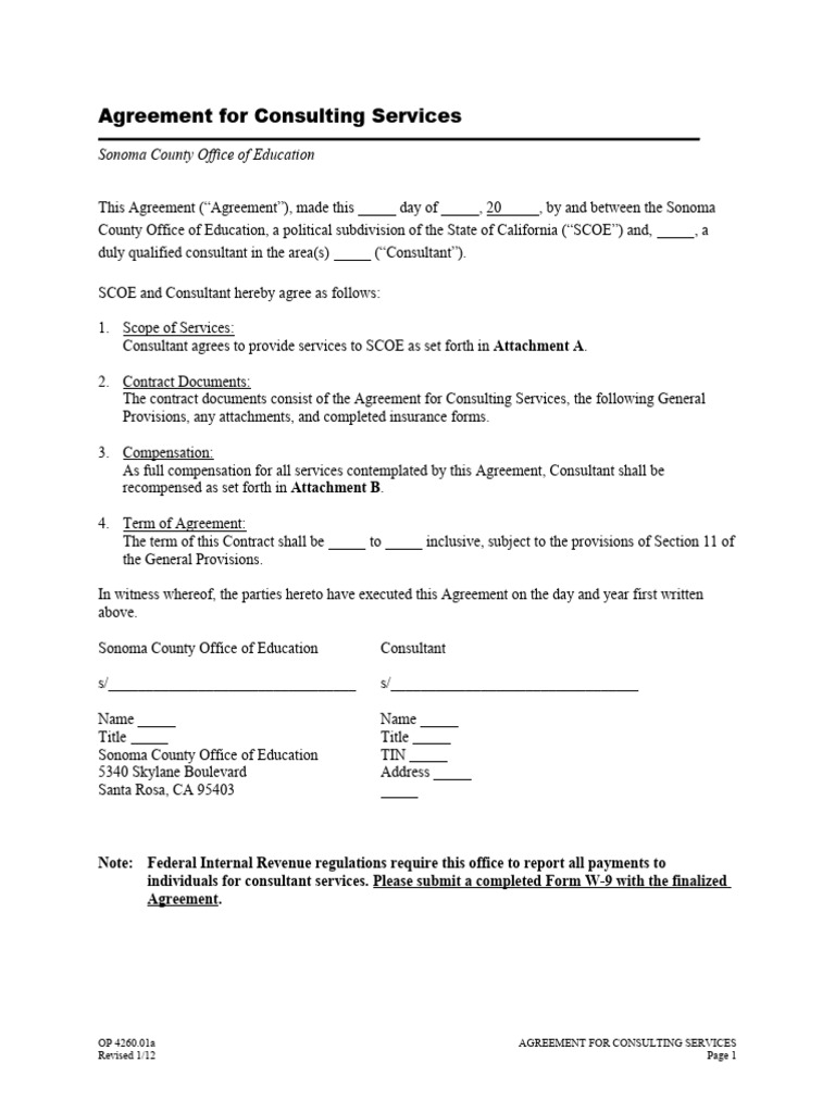 Education Consultant Services Contract Agreement Sample | PDF ...