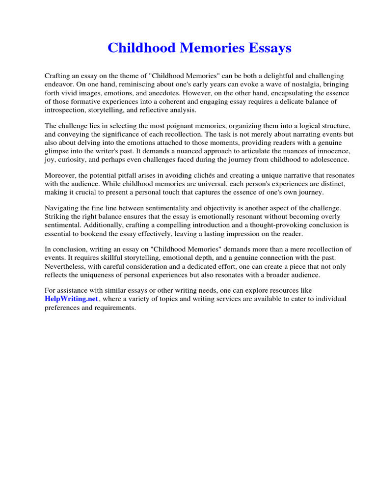 Childhood Memories Essays | PDF | Fifth Amendment To The United States ...