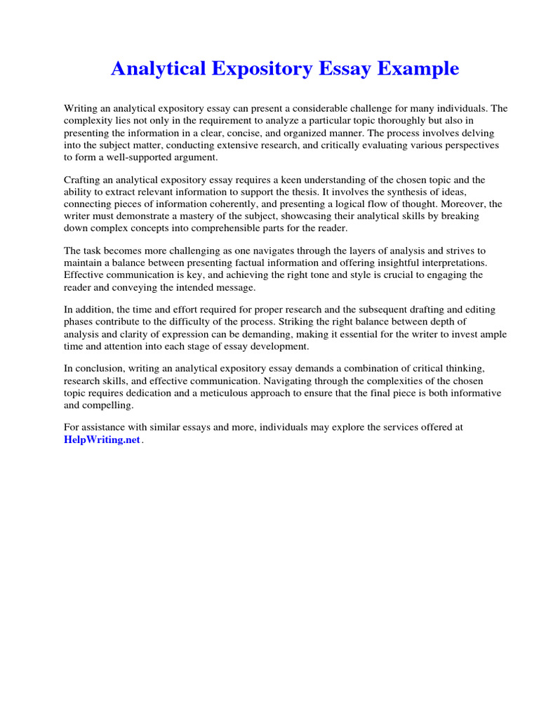 Analytical Expository Essay Example | PDF | Essays | Information