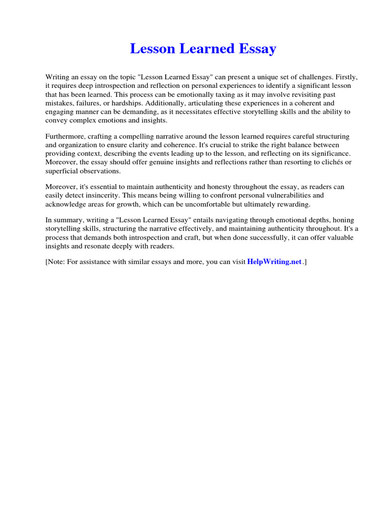 Lesson Learned Essay | PDF | Apache Hadoop | Cloud Computing