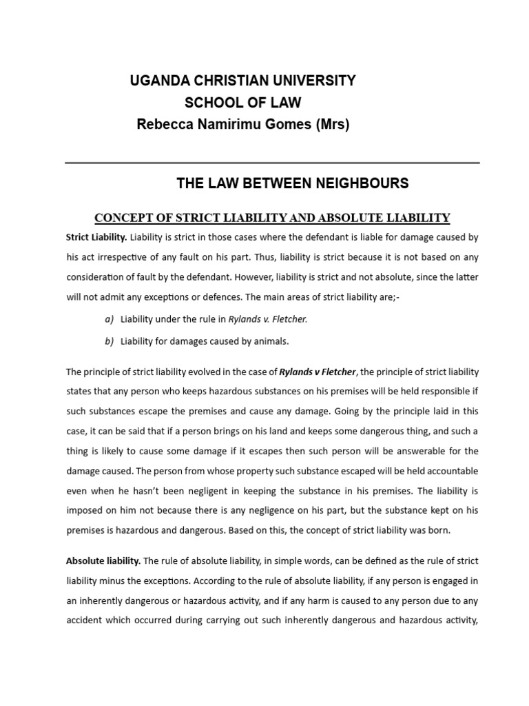 Strict Liability Notes | PDF | Legal Liability | Strict Liability